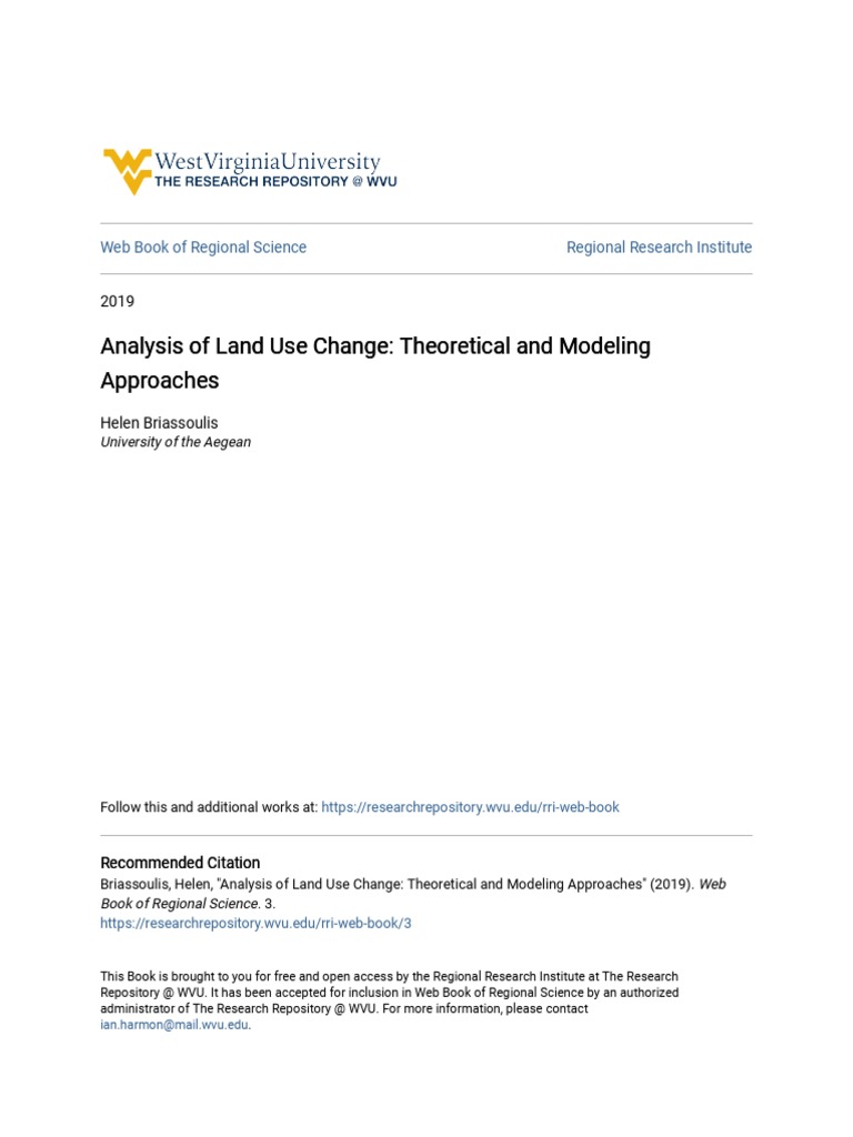 Analysis of Land Use Change - Theoretical and Modeling Approaches | PDF