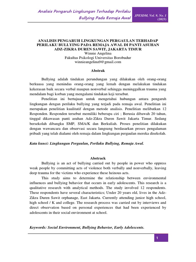 Analisis Pengaruh Lingkungan Terhadap Perilaku | PDF