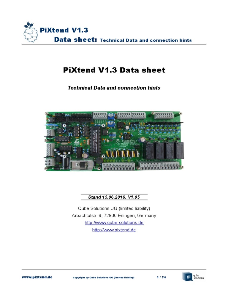 Pixtend v1 3 Datasheet EN | PDF | Power Supply | Electronics
