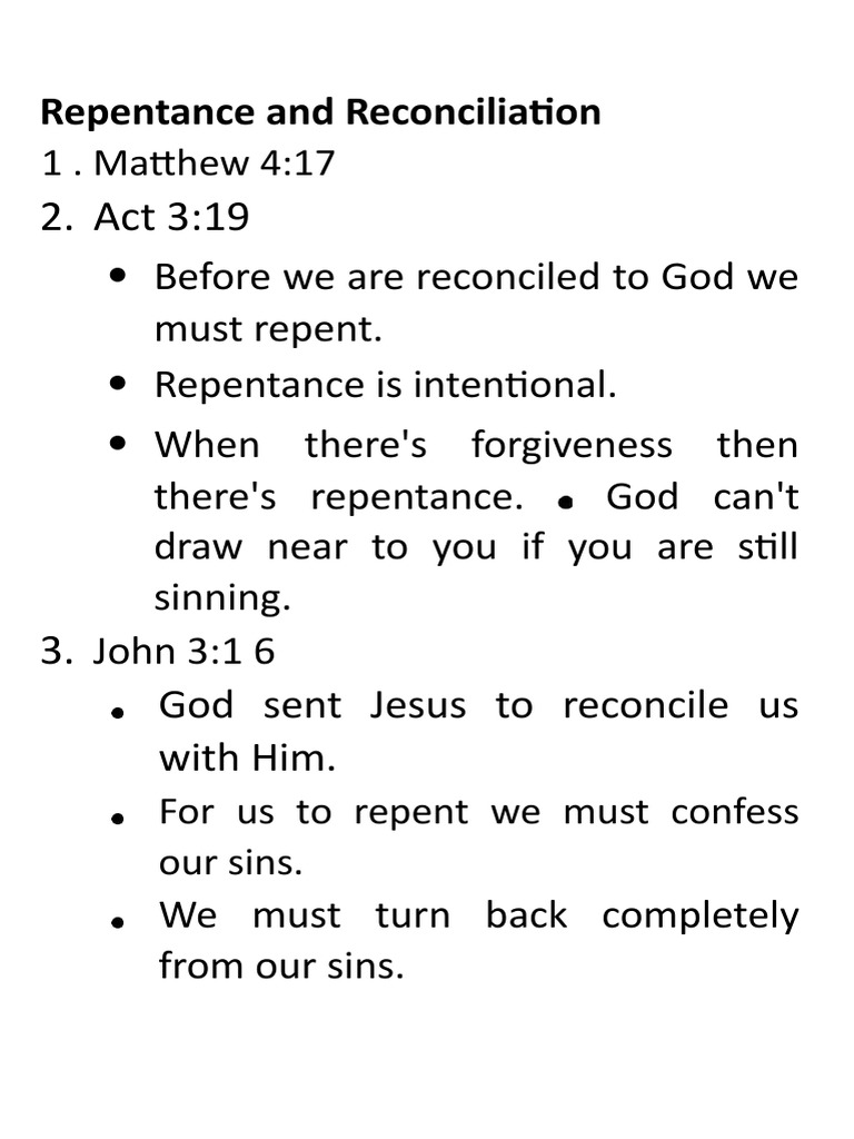 Repentance for Reconciliation with God | PDF | Self-Improvement ...
