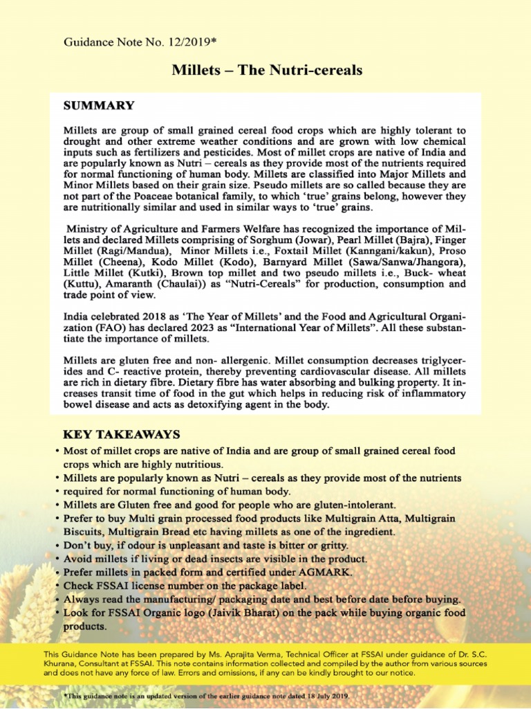 Guidance Notes Version 2 Millets 29-01-2020 | PDF