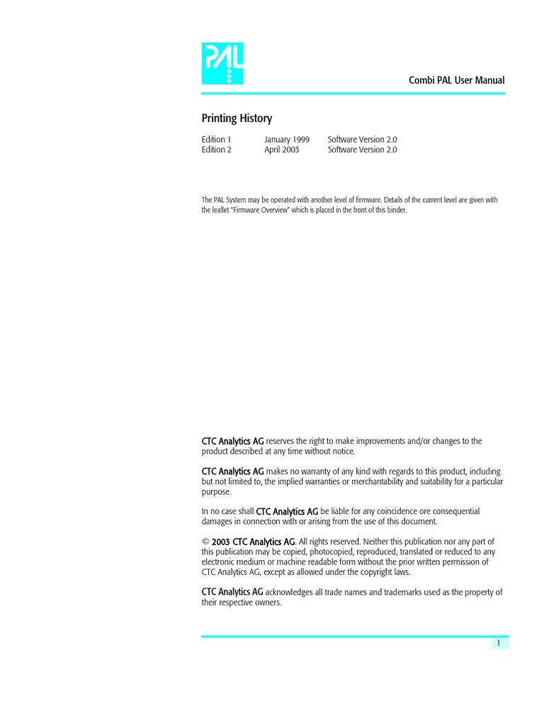 CTC Analyst Combi PAL User Manual | PDF