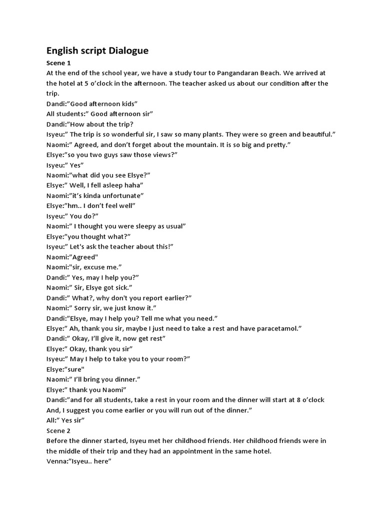 English Script Dialogue Draft 1 | PDF