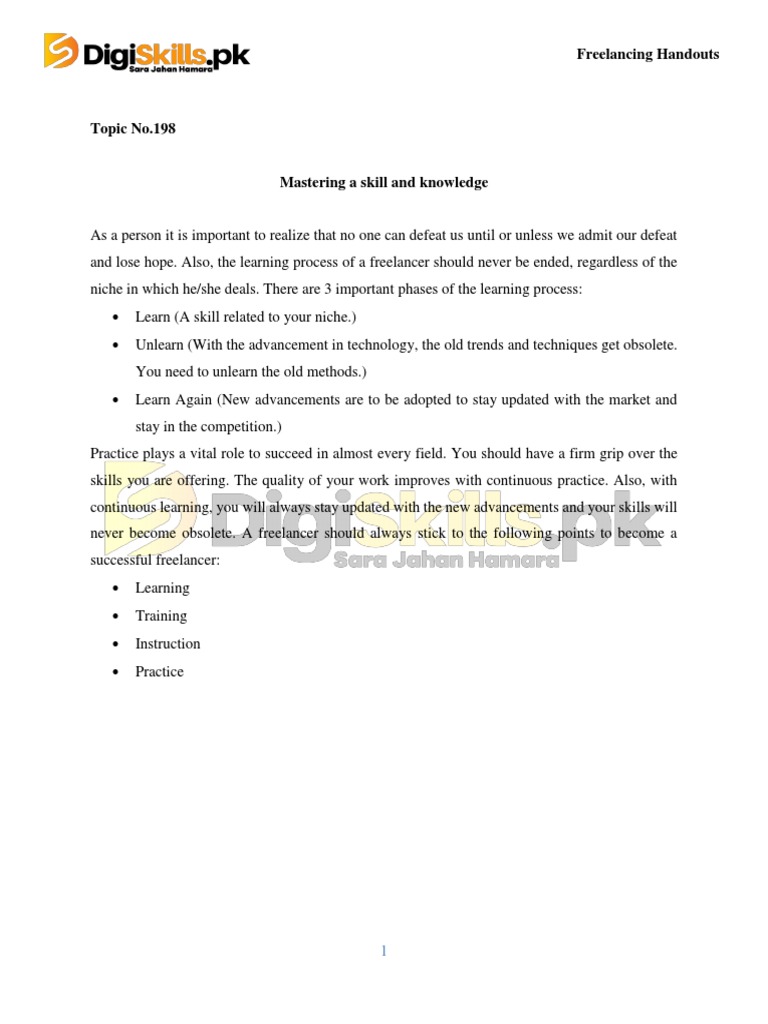 Freelancing Handouts Week-12 | PDF | Freelancer | Project Management