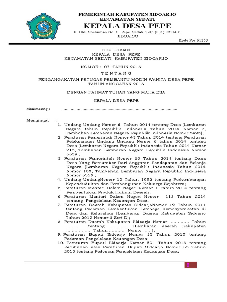 SK No. 07-Modin Wanita - 2018 | PDF