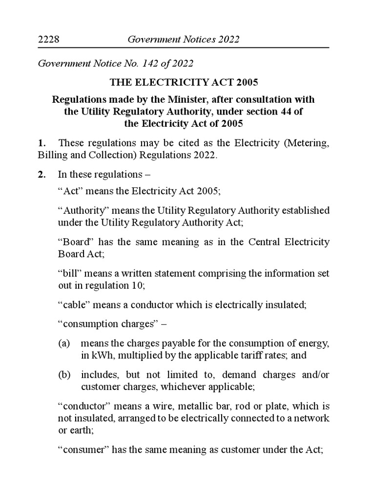 142 The Electricity Metering Billing And Collection Reg 2022 Pdf Cheque Insulator