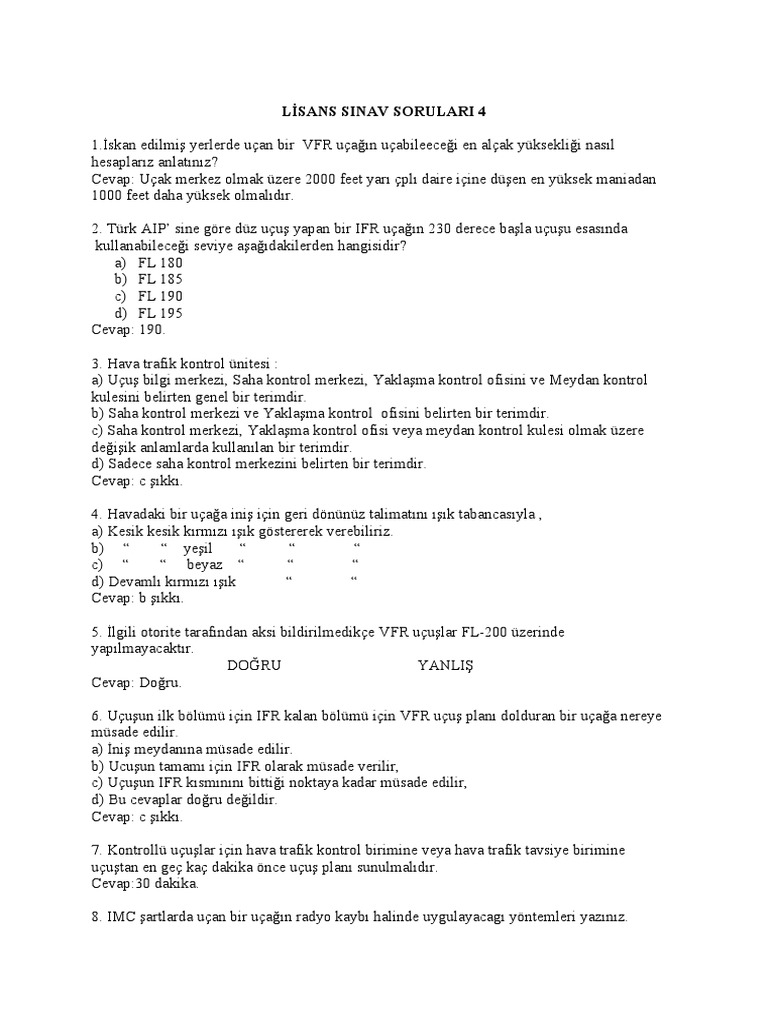 Li̇sans Sinav Sorulari 4 | PDF