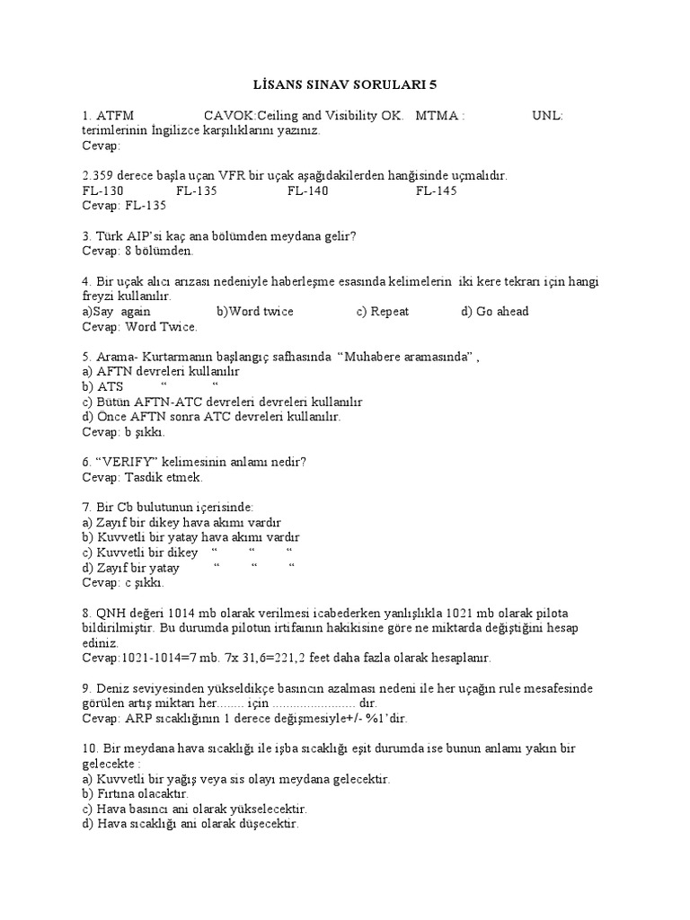 LİSANS_SINAV_SORULARI_5 | PDF
