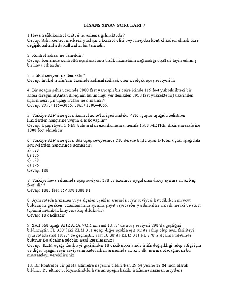 Li̇sans Sinav Sorulari 7 | PDF