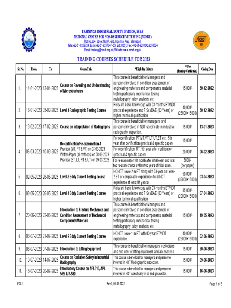 Schedule - 2023-NCNDT Rev1 | PDF