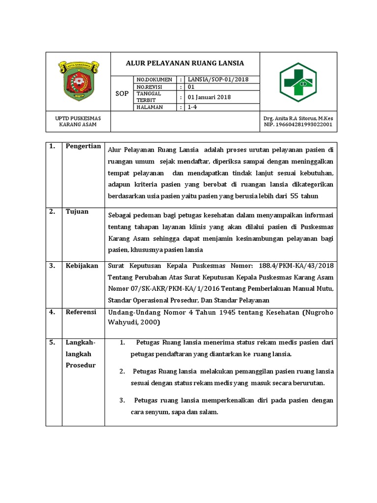 01 - SOP Alur Layanan Ruang Lansia | PDF