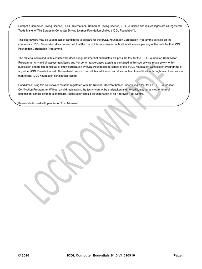 Icdl Computer Essentials 1 0 W10 Lockdown Pdf Pdf