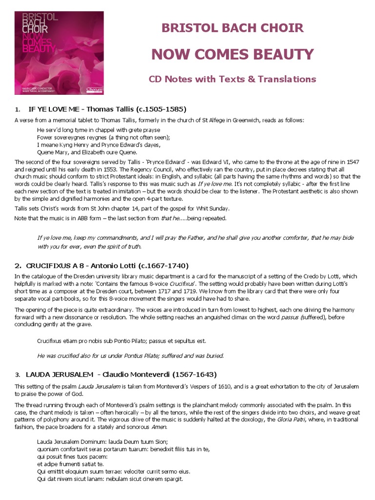 Now Comes Beauty Notes | PDF | Choir