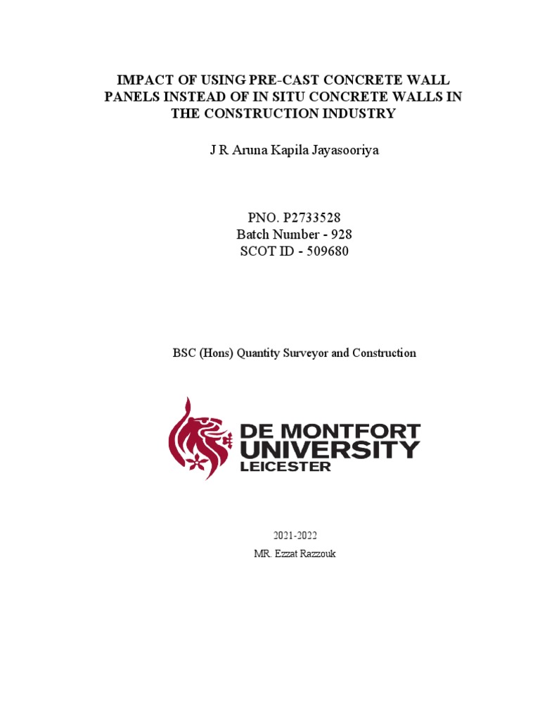 DMU CBE ARCH3066S Dissertation Individual P2733528 | PDF | Concrete ...