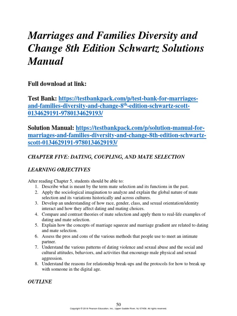 Marriages and Families Diversity and Change 8th Edition Schwartz Solutions Manual 1 | PDF ...