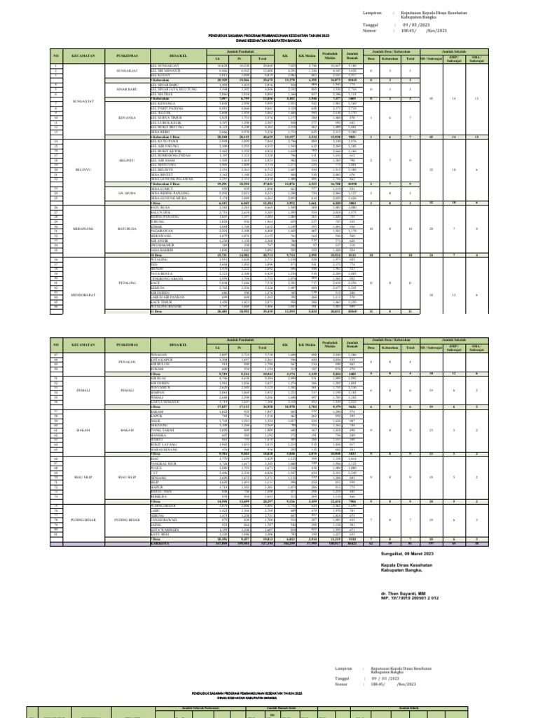 1.data Sasaran 2023 Dinkes Fix 2 | PDF