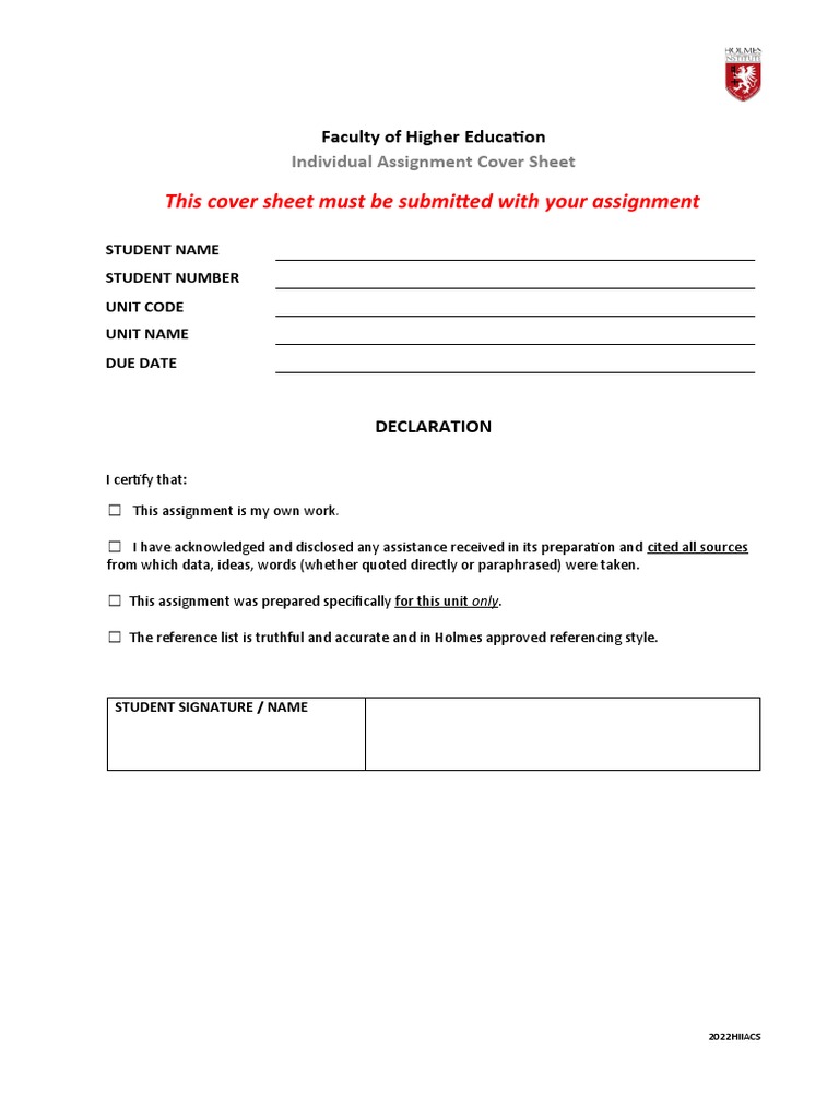 Individual Assignment Cover Sheet 2022 | PDF