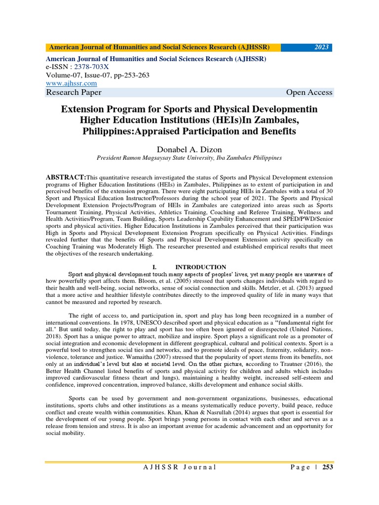 Extension Program For Sports and Physical Developmentin Higher ...