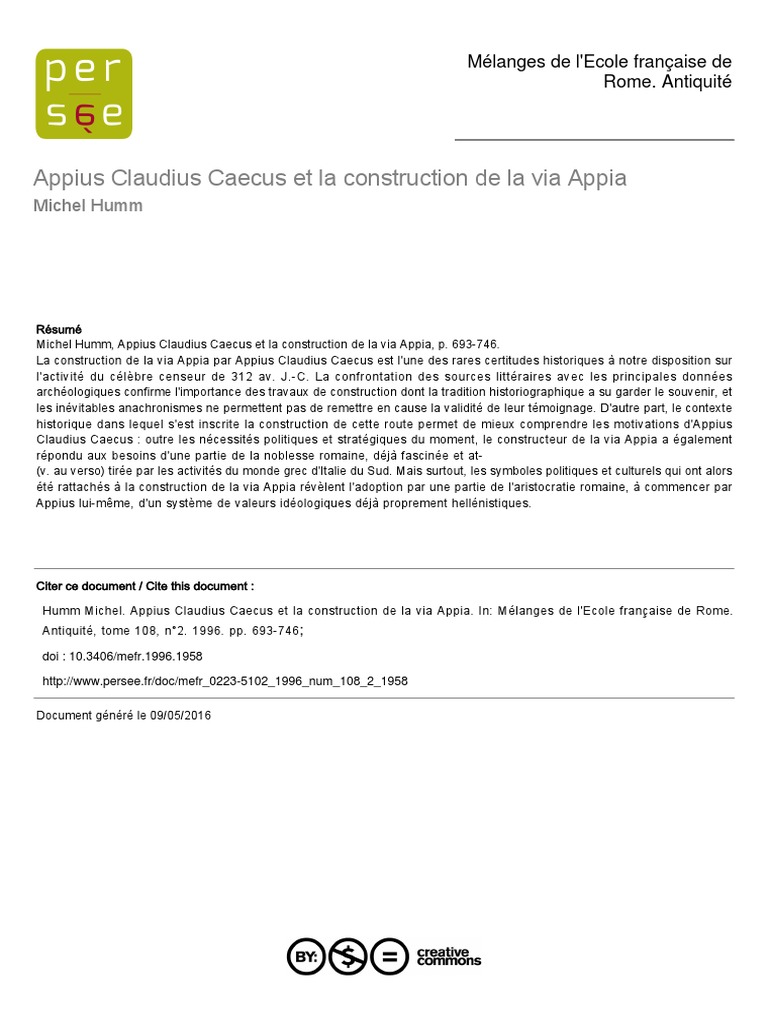 Appius Claudius Caecus et la via Appia | PDF | Europe antique | Rome antique