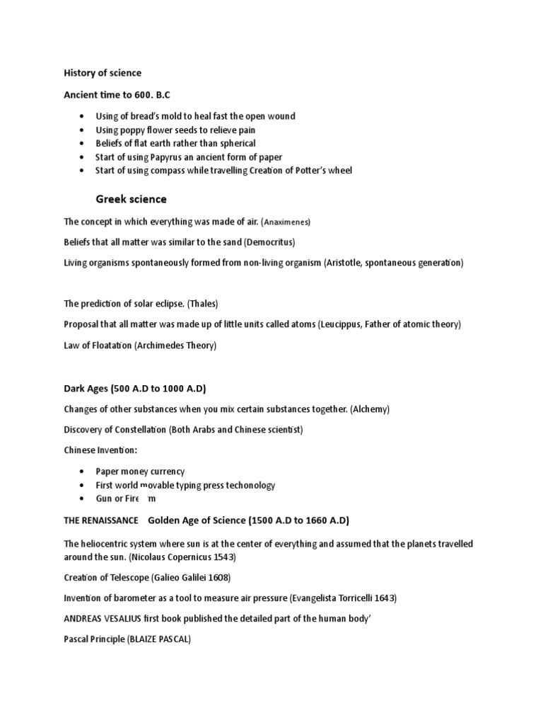 History of Science Pointers 1 | PDF | History Of Science | Science