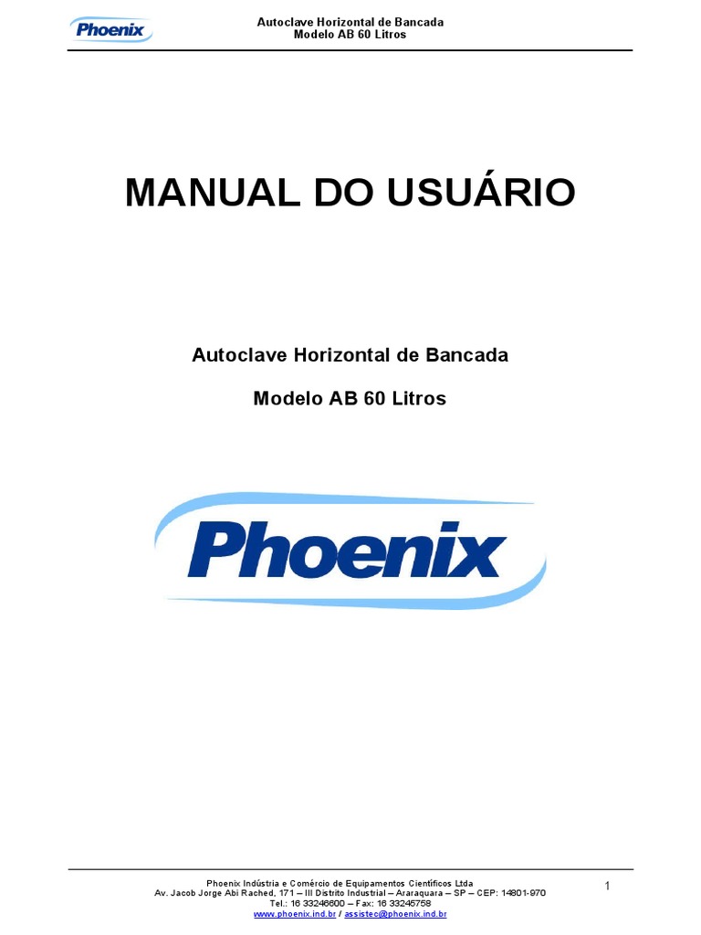 Manual Do Usu Rio Autoclave Horizontal de Bancada AB 60 | PDF ...