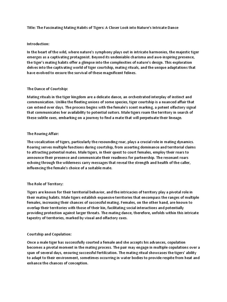 Tigers Mating Habits | PDF