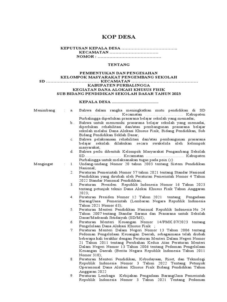 SK Tim Pokmas - TK | PDF