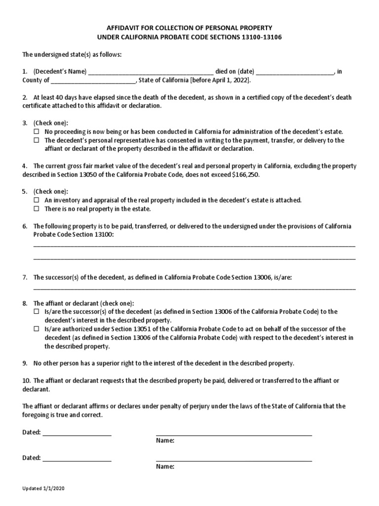 Affidavit Personal Property | PDF