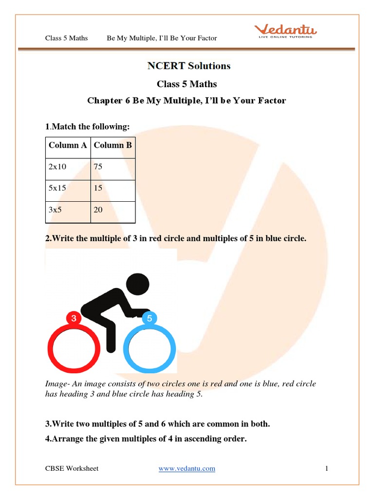 NCERT Solutions For Class 5 Maths Chapter 6 - Be My Multiple, I'Ll Be ...