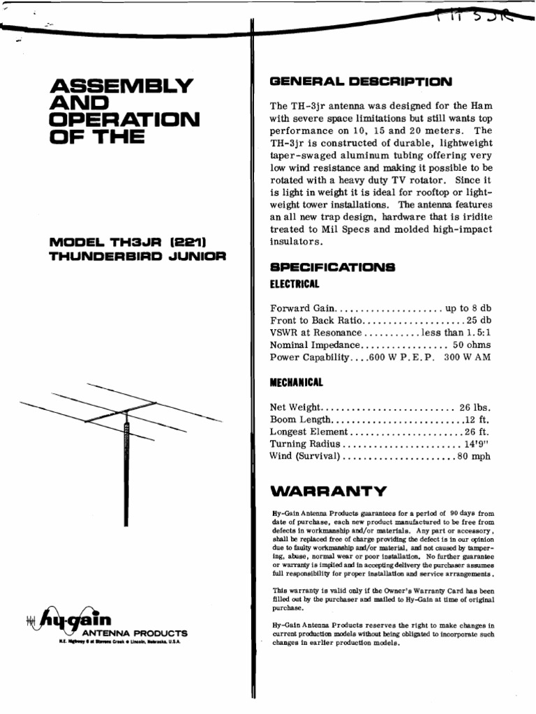 Hy Gain Electronics TH3JR User ID6955 | PDF