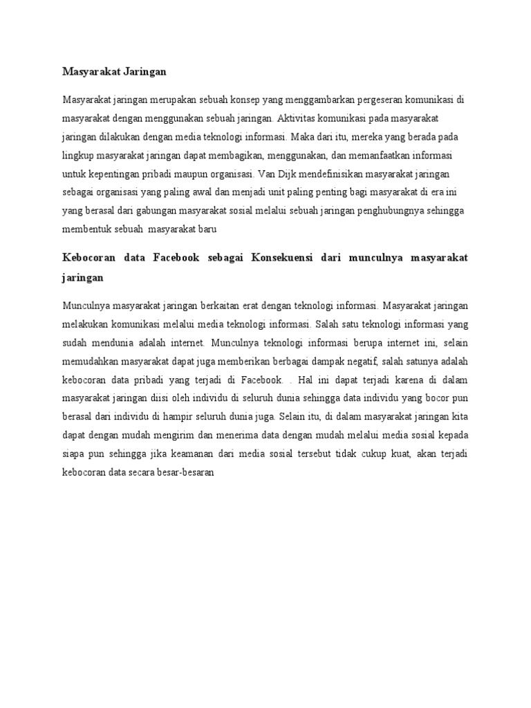 Masyarakat Jaringan | PDF