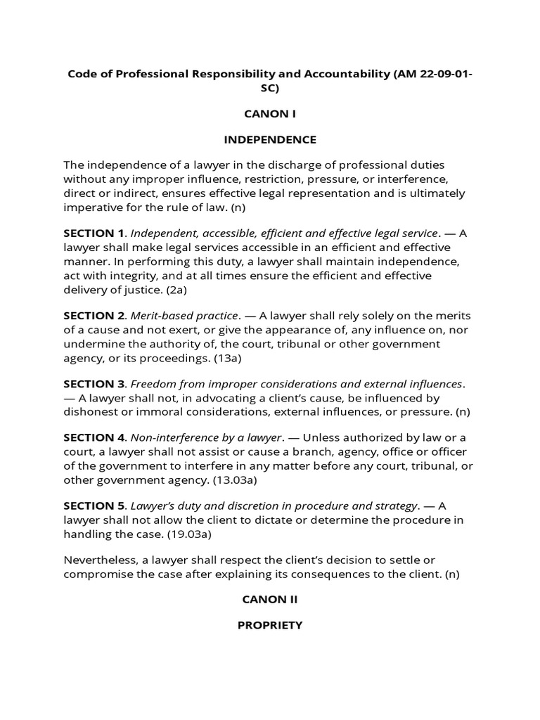 Code of Professional Responsibility | PDF