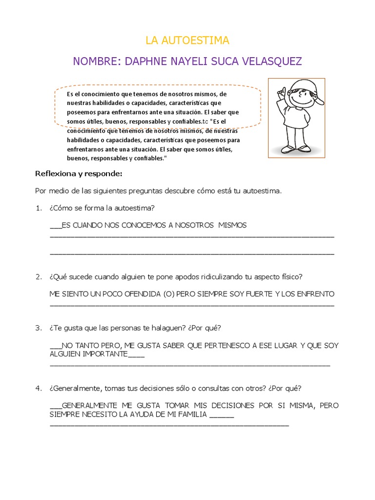 Ficha La Autoestima | PDF | Autoestima