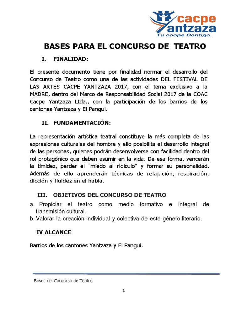 Bases del Concurso de Teatro 2017 | PDF | Teatro
