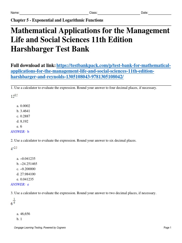 Mathematical Applications For The Management Life and Social Sciences ...