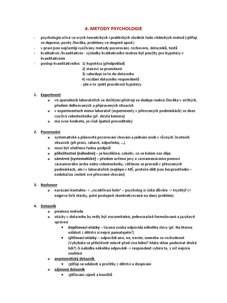 Metody Psychologie | PDF