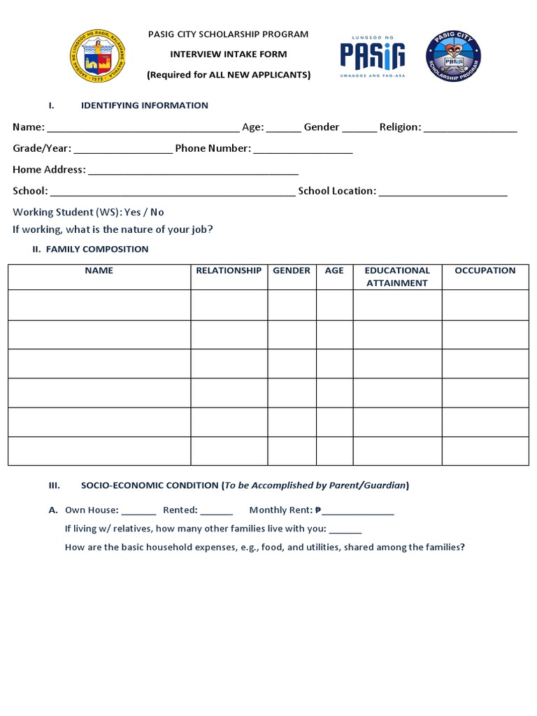 PCS - Interview Intake Form | PDF