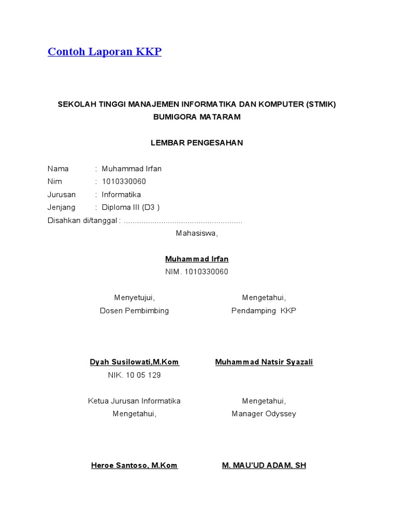 Contoh Laporan KKP | PDF