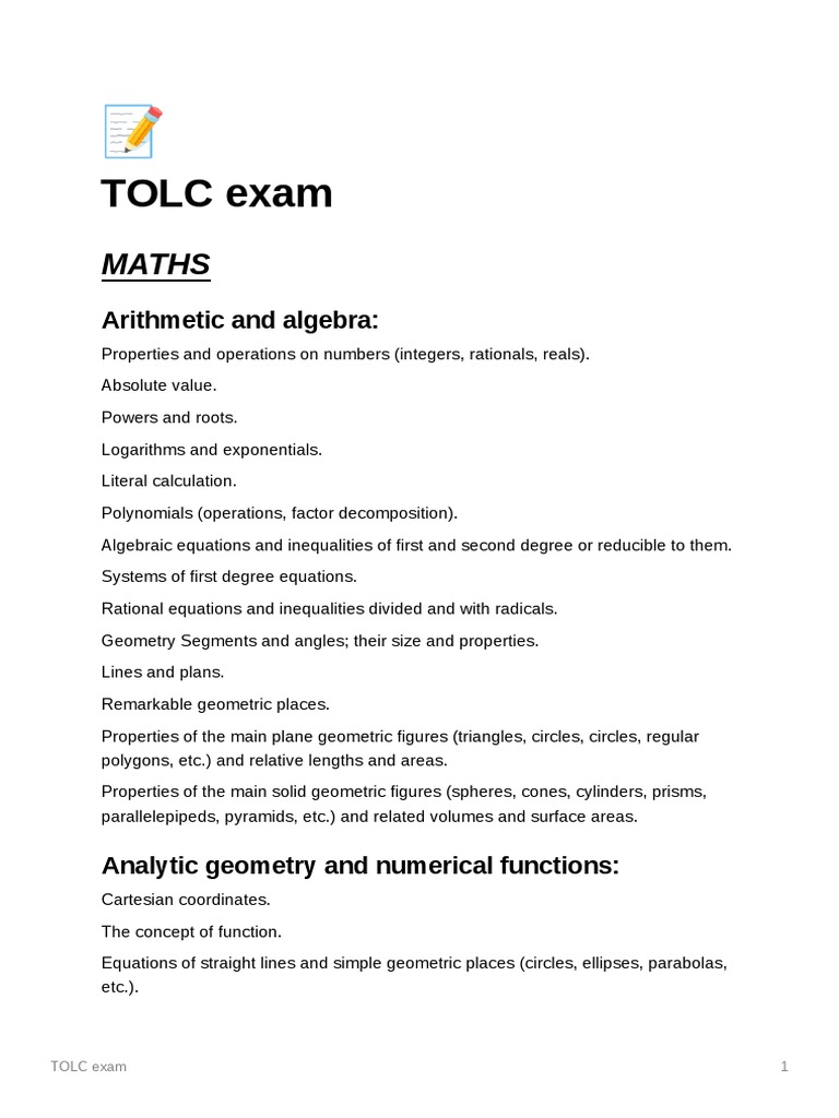 TOLC Exam 2 | PDF | Trigonometric Functions | Equations