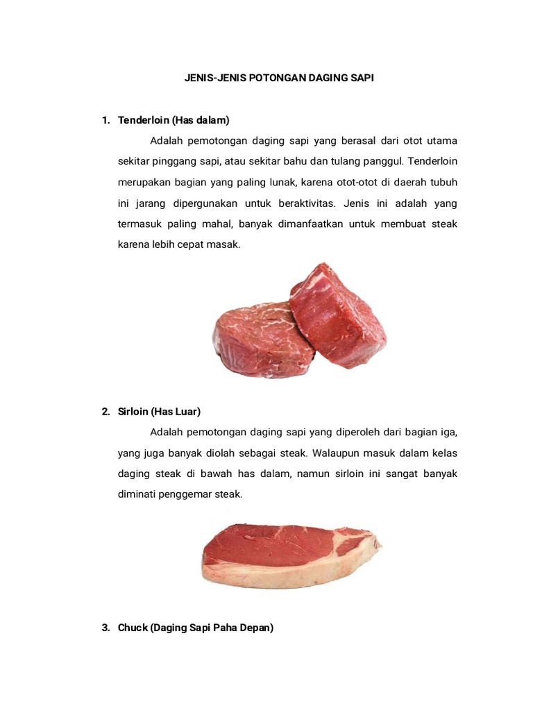 Jenis Jenis Potongan Daging Sapi | PDF