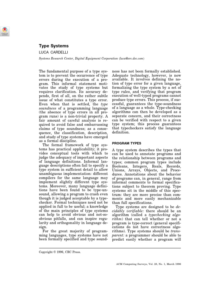 Type Systems: Soundness of A Programming Language | PDF