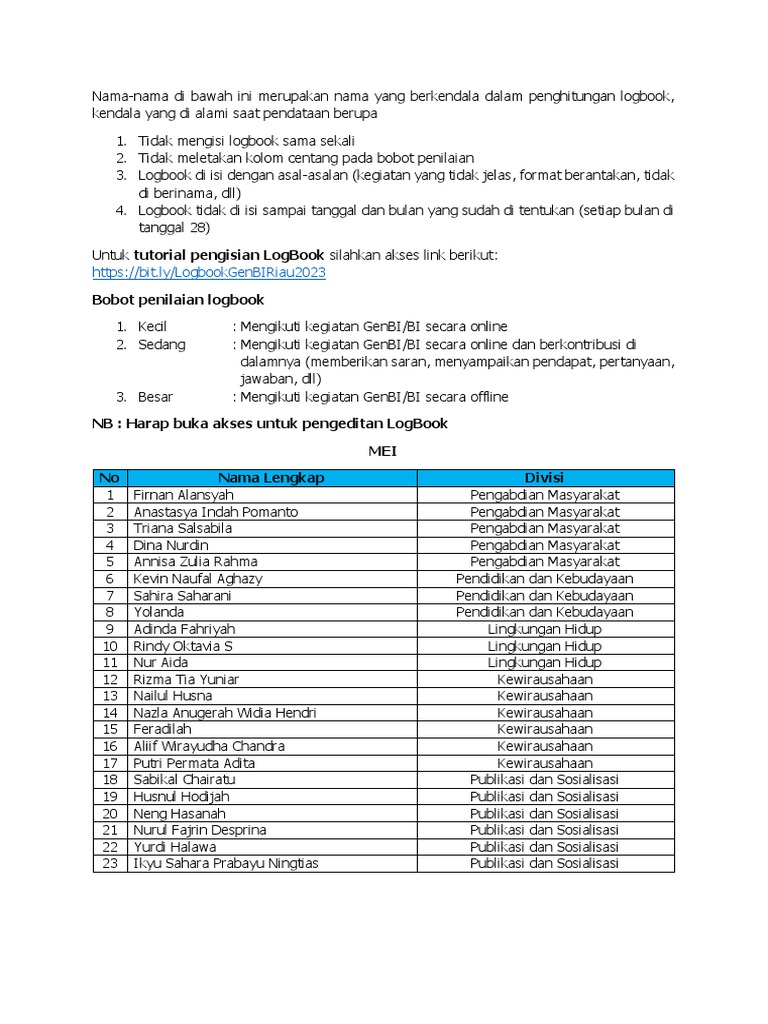 Kendala Pendataan LogBook | PDF