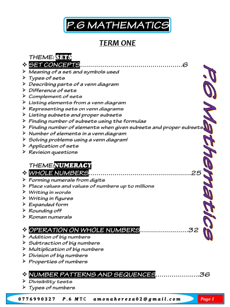 P6 Mathematics Exam Revision Notes | PDF | Set (Mathematics) | Logic