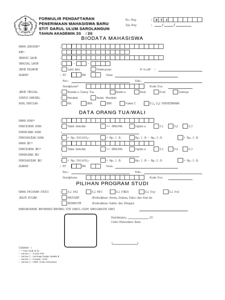 Formulir Pendaftaran 2021 | PDF