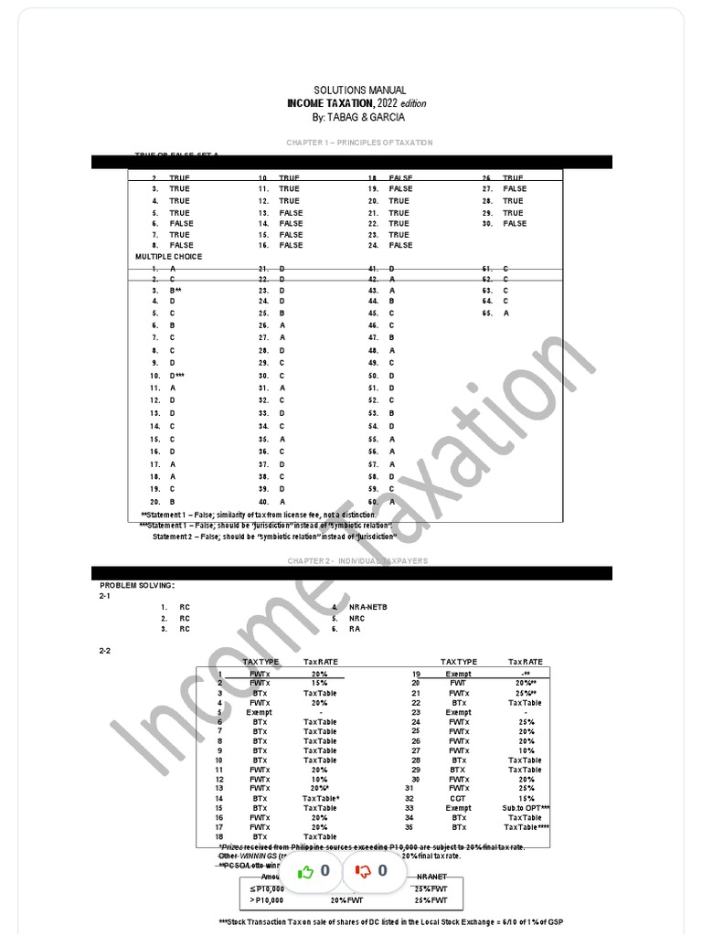 Answer Key | PDF | Taxes | Income Tax