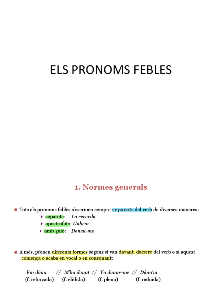 Apunts Pronoms Febles 1 | PDF
