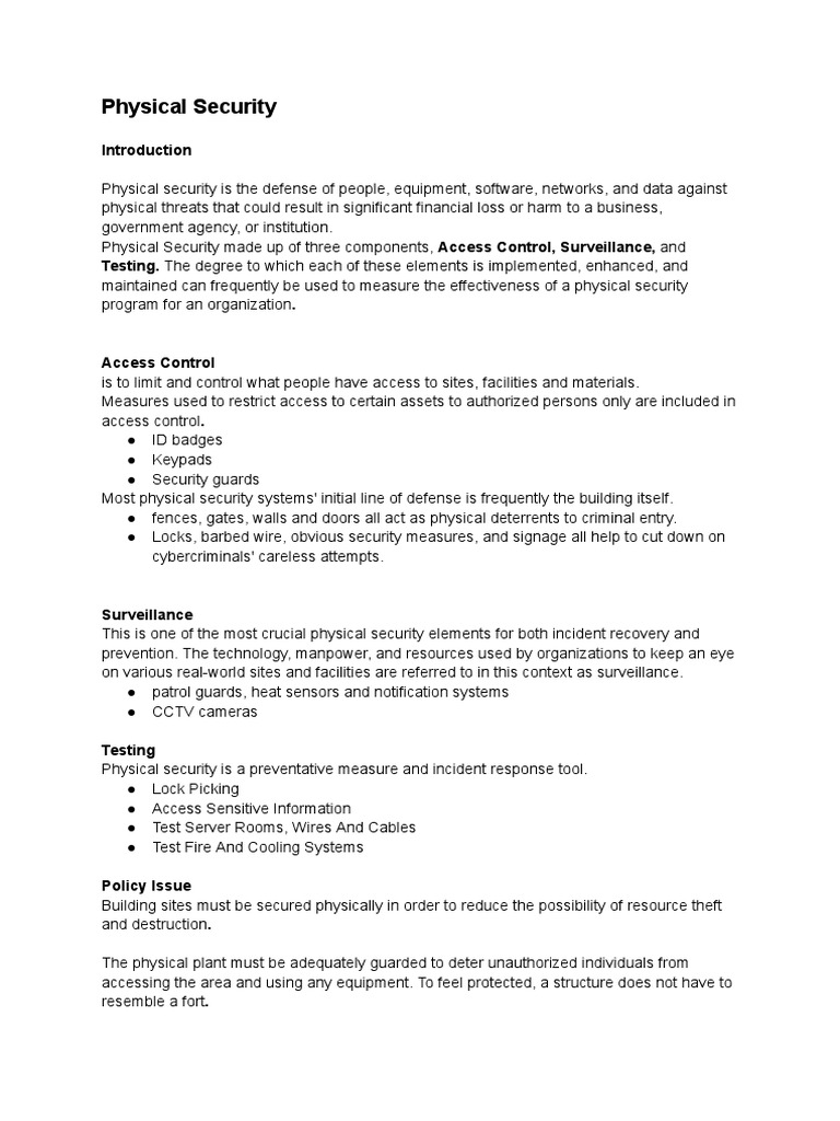 Physical Security | PDF | Physical Security | Surveillance