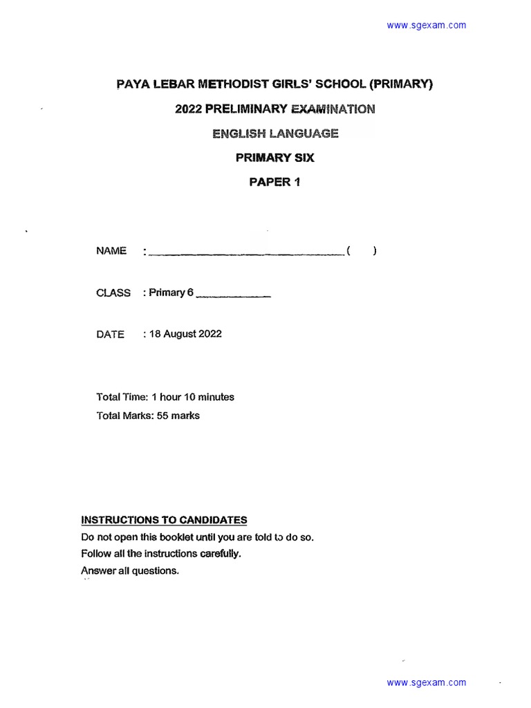 2022 P6 English Prelim PLMGS | PDF