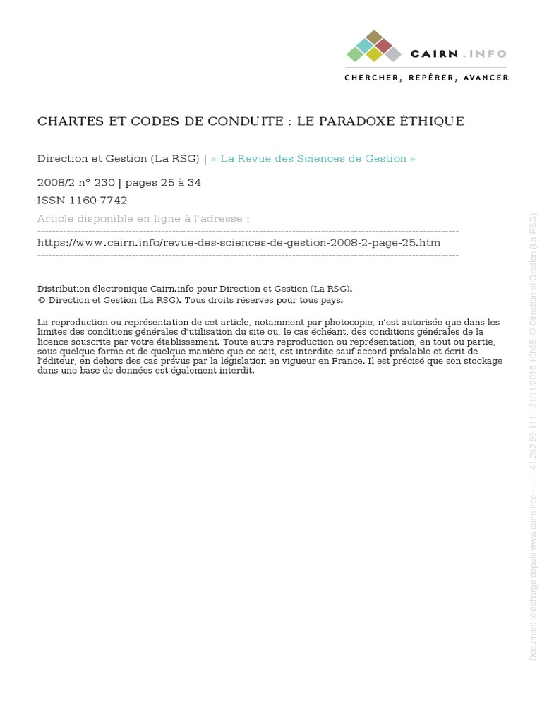Chartes Et Codes de Conduite Le Paradoxe Éthique | PDF