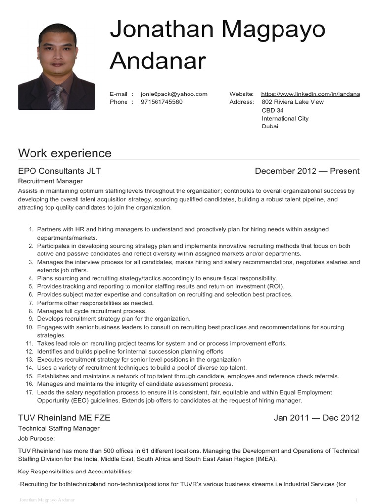 Jma CV | PDF | Recruitment | Employment